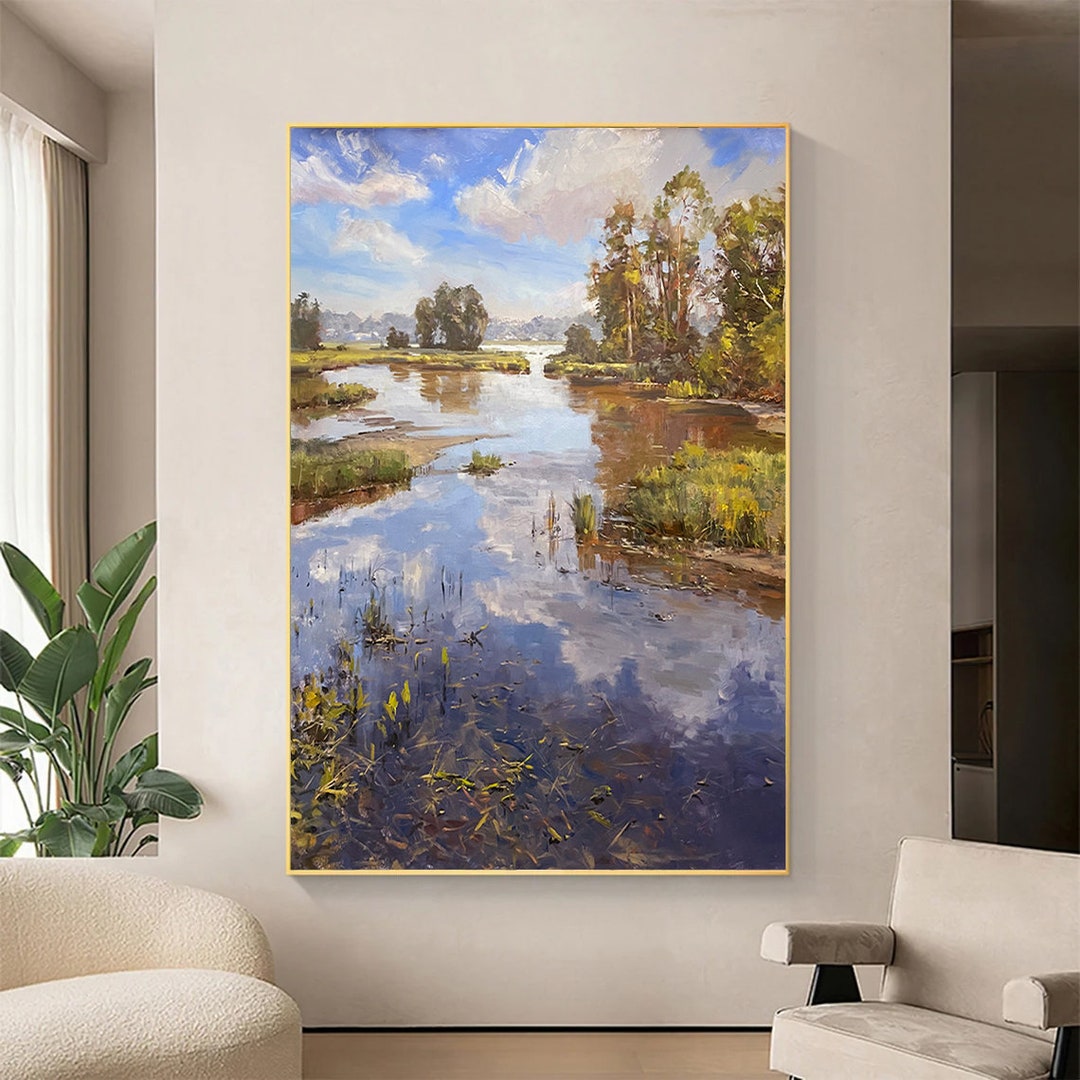 Swamp, Oil Painting Canvas Original, Nature Wall Art, Shallow Painting ...