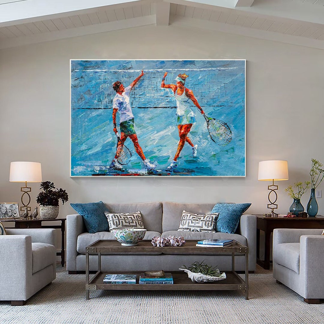 Tennis Painting, Sports Wall Art, Tennis Art, Textured Art, Framed ...