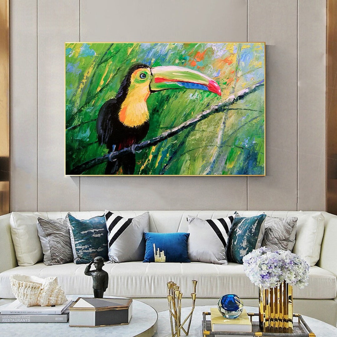 Toucan, Oil Painting Original, Tropical Bird Painting, Colorful Large ...