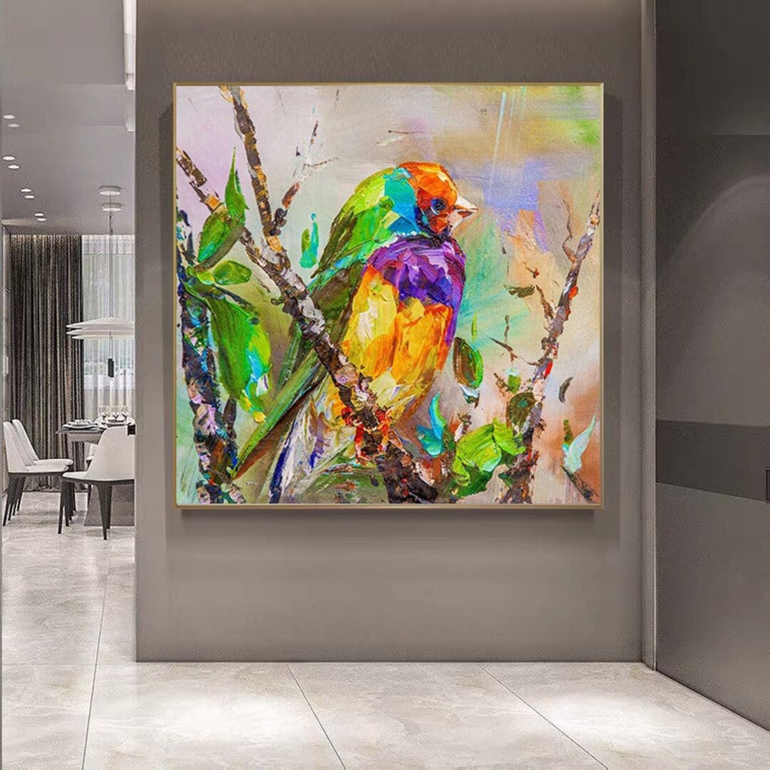 Colorful Finch, Bird Painting, Bird Art, Textured Wall Art, Animal ...