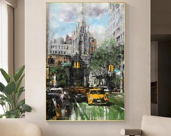 The Edge of Spring, Evening City Art, Oil Painting Canvas Original ...