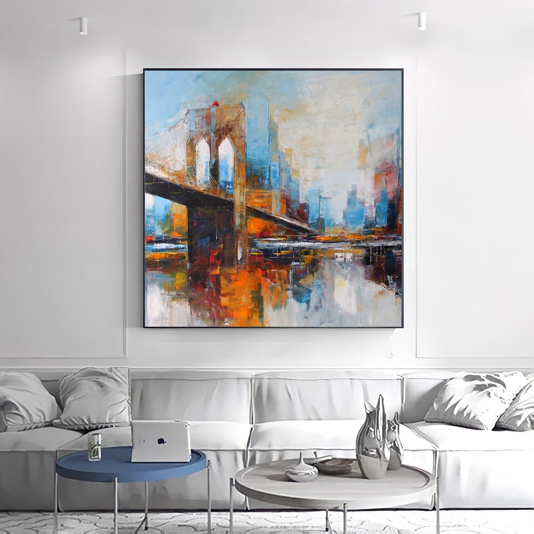Brooklyn Bridge, New York Wall Art, Abstract City Art, Original ...