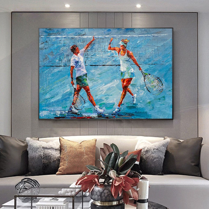 Tennis Painting, Sports Wall Art, Tennis Art, Textured Art, Framed ...