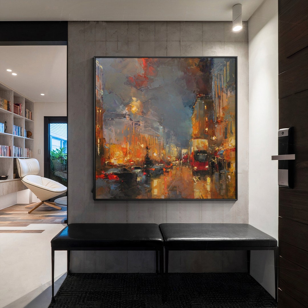 London Street Art, Abstract City Art, Original Abstract Oil Painting ...