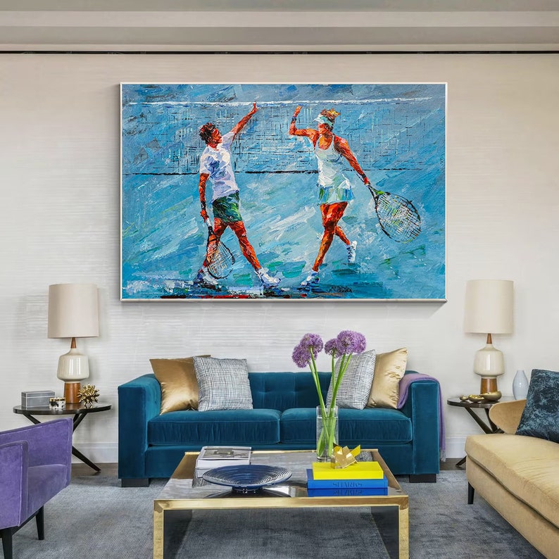 Tennis Painting, Sports Wall Art, Tennis Art, Textured Art, Framed ...