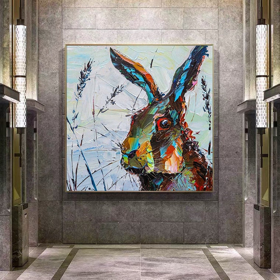 Rabbit Painting, Animal Painting, Heavy Textured Art, Bunny Art ...