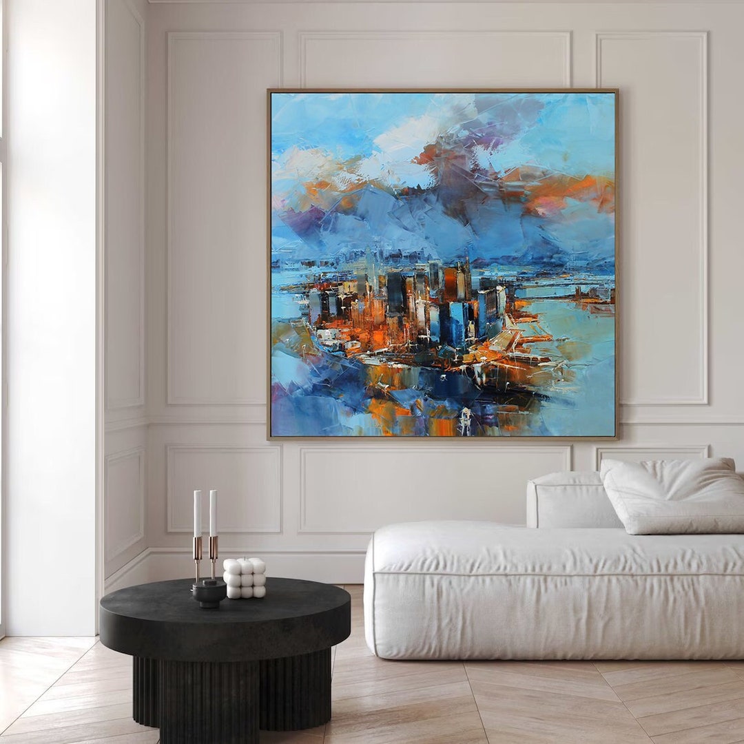 Abstract Manhattan City Art, New York Wall Art, Abstract Oil Painting ...