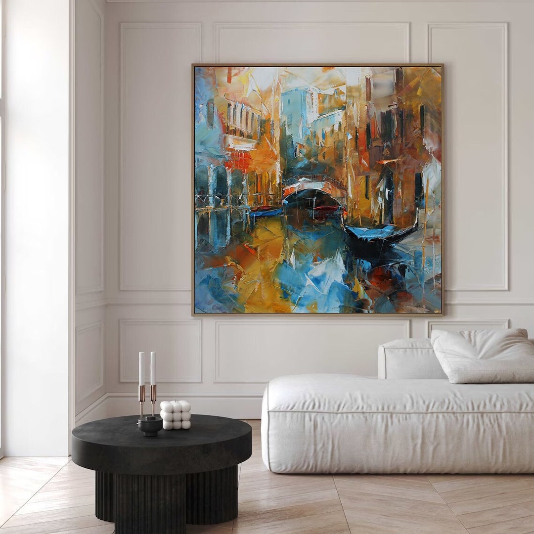 Venice Painting: Abstract Cityscape Oil Painting on Canvas - Etsy