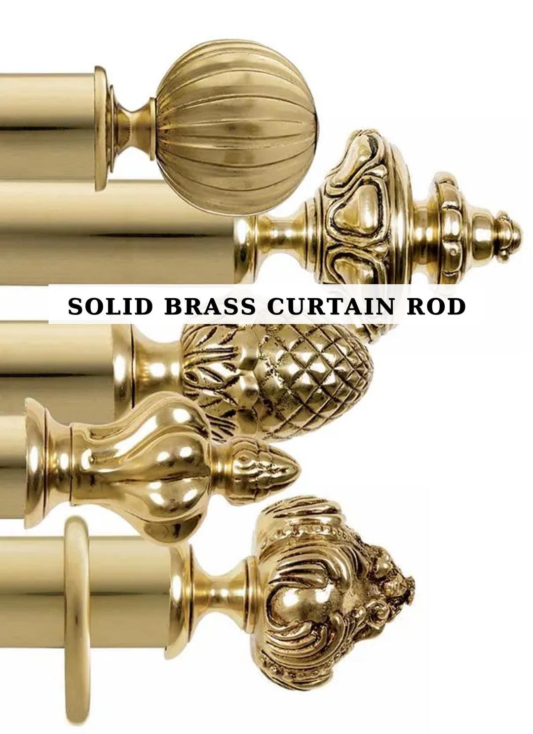 Curtain Rod 40 mm, Solid Brass Curtain Finial, Classic Heritage End Cap ...