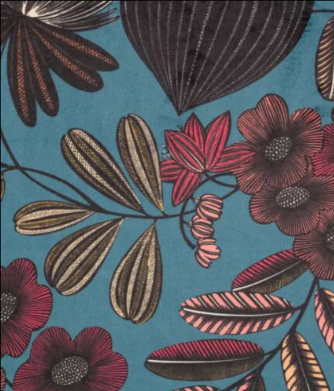 Colorful FLORAL VELVET FABRIC, Flower Patterned Fabric, Textile Fiber ...