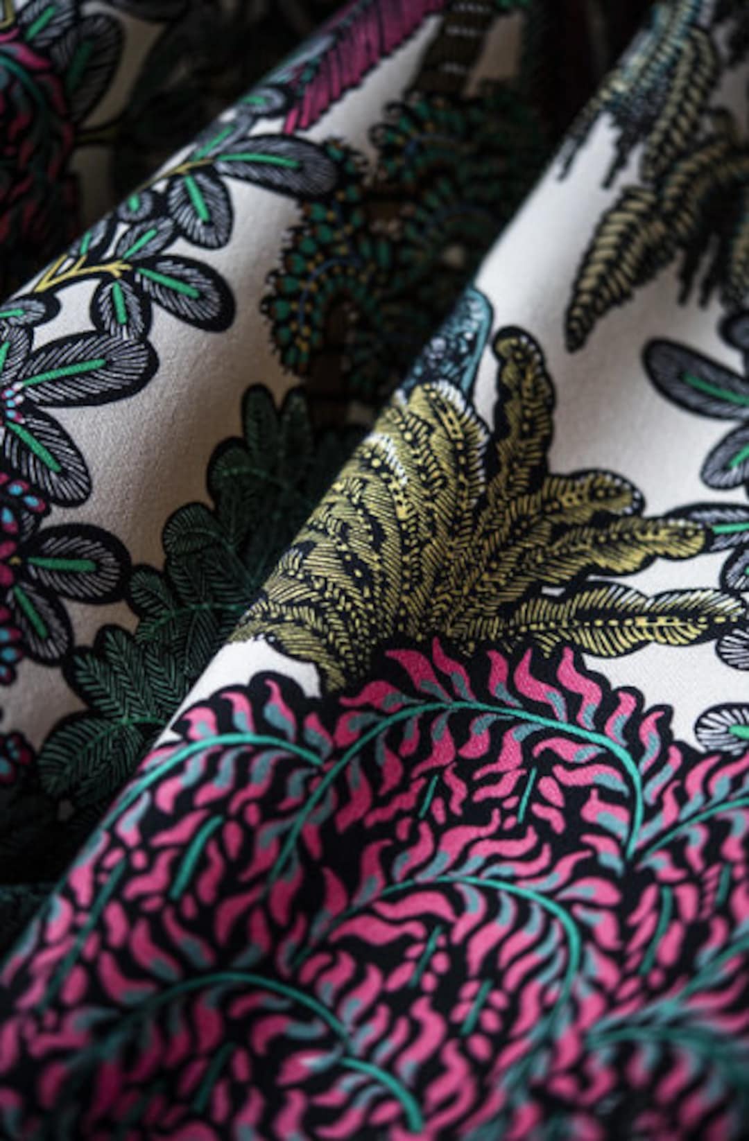 Floral Cotton Upholstery Fabric With Leaf Pattern for Curtains, Chairs ...