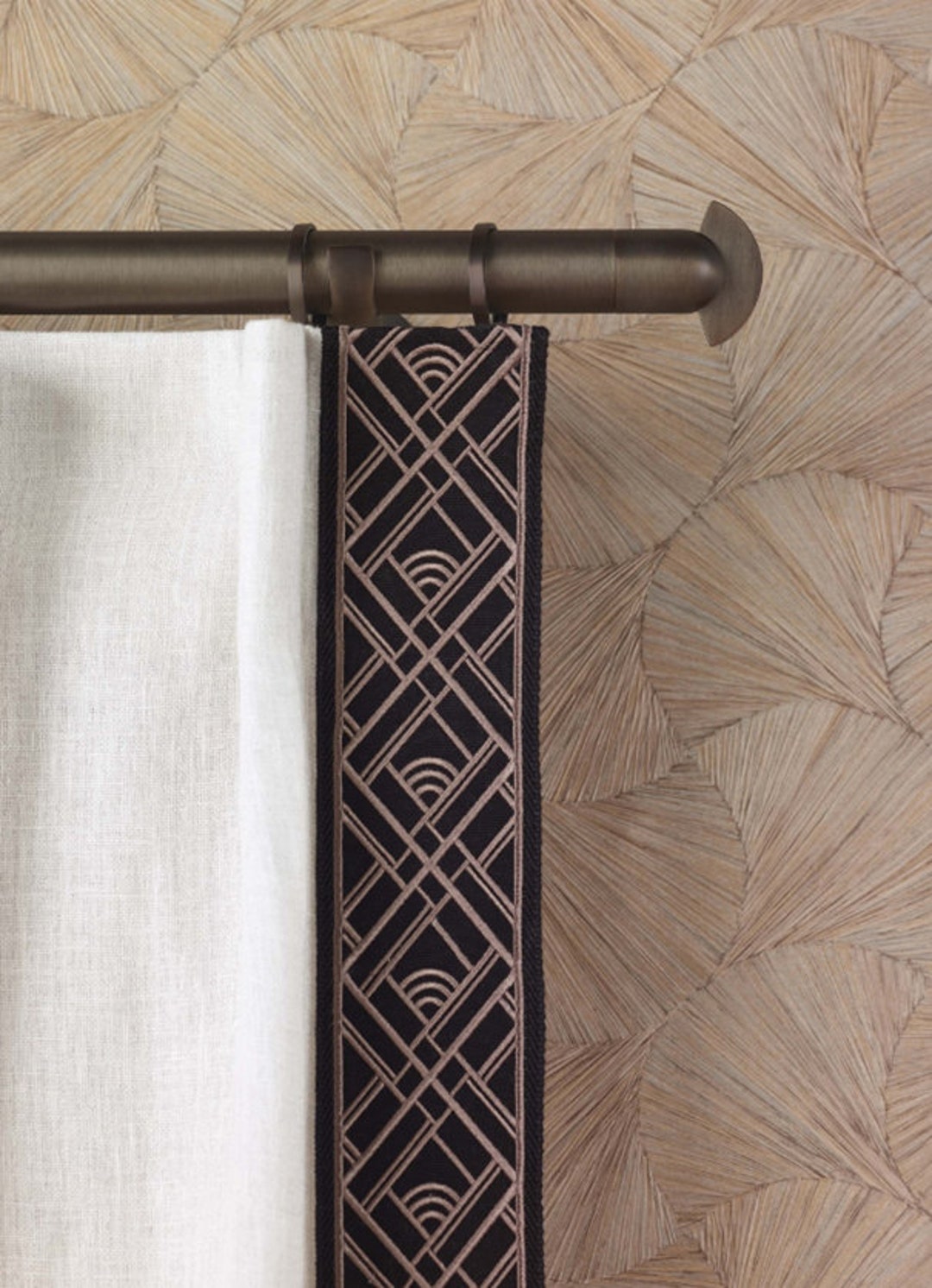 ZELDA EMBROIDERED BORDER 75mm, Braided Cord, Curtain Tie, French ...