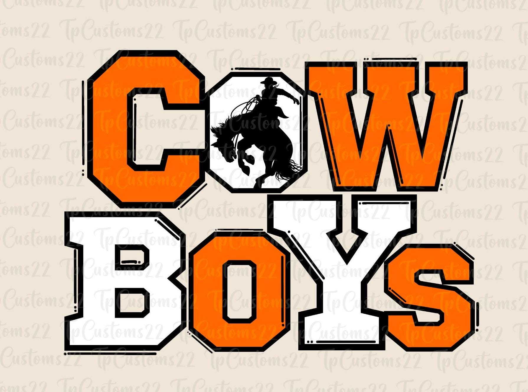 Cowboys Orange Football PNG, School Mascot Png, Orange and White ...