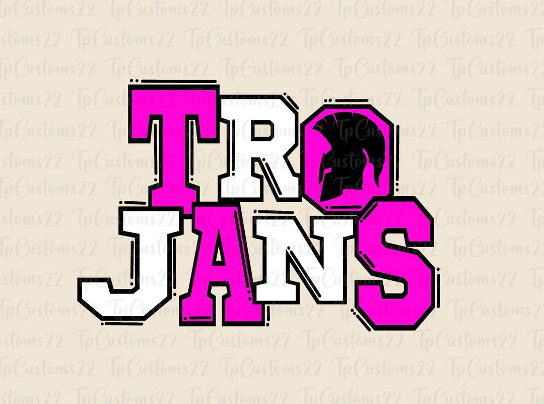 Trojans Football Pink PNG, School Mascot Png, Pink and White Trojans ...
