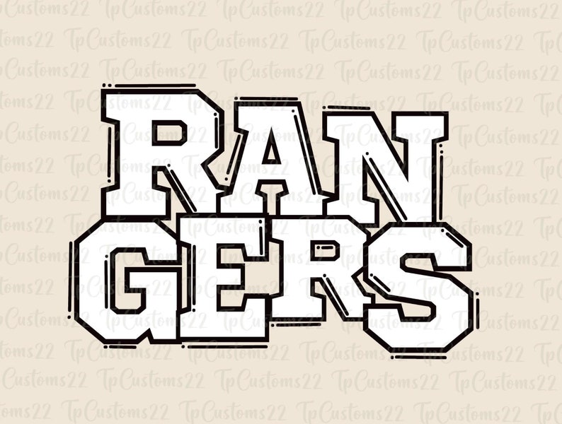 Rangers White Football PNG, School Mascot Png, Black & White Rangers ...