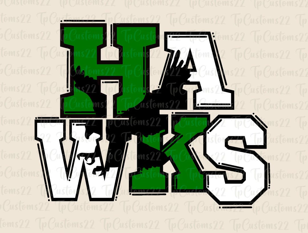 Hawks Green Football PNG, School Mascot Png, Green and White Hawks ...