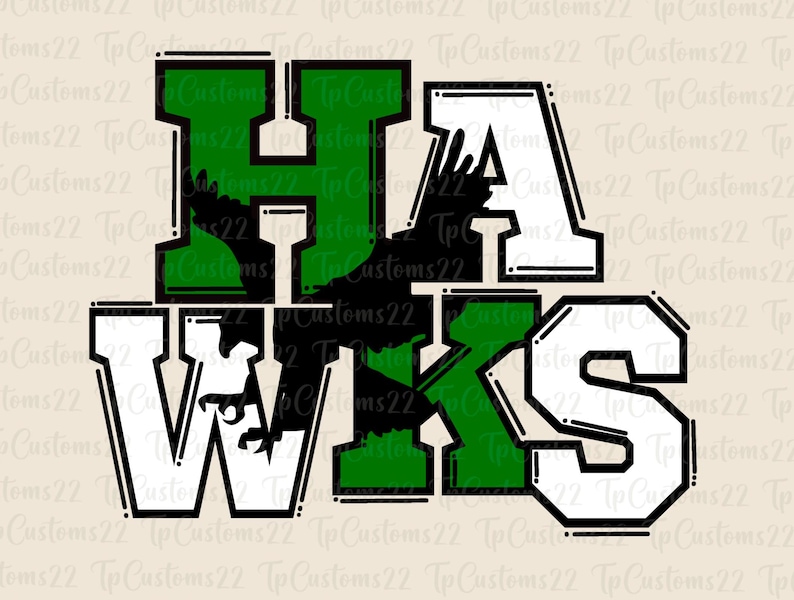 Hawks Green Football PNG, School Mascot Png, Green and White Hawks ...