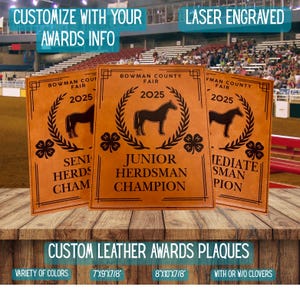 Horse Show Award Plaque, Engraved Leather Award, Horse Show Award ...