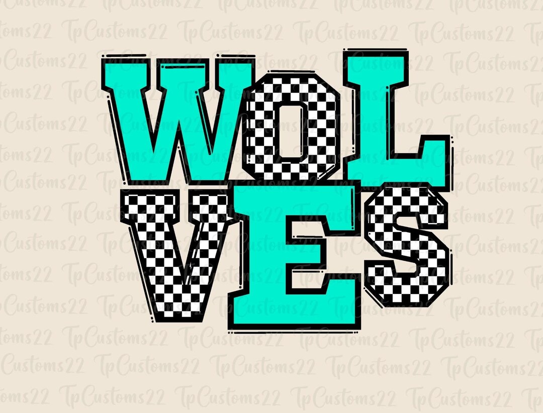 Wolves Checkered Mint Football PNG, School Mascot Png, Mint & White ...