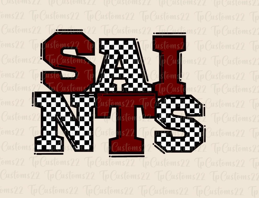 Saints Checkered Maroon Football PNG, School Mascot Png, Maroon & White ...