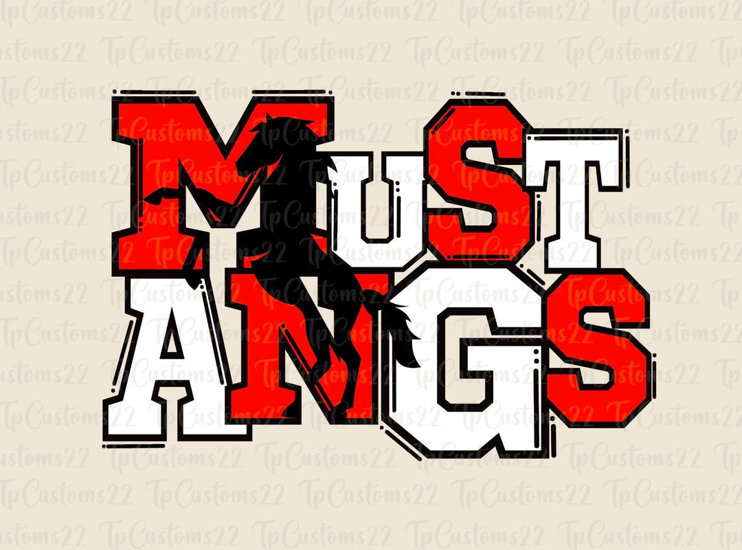 Mustangs Red Football PNG, School Mascot Png, Red and White Mustangs ...
