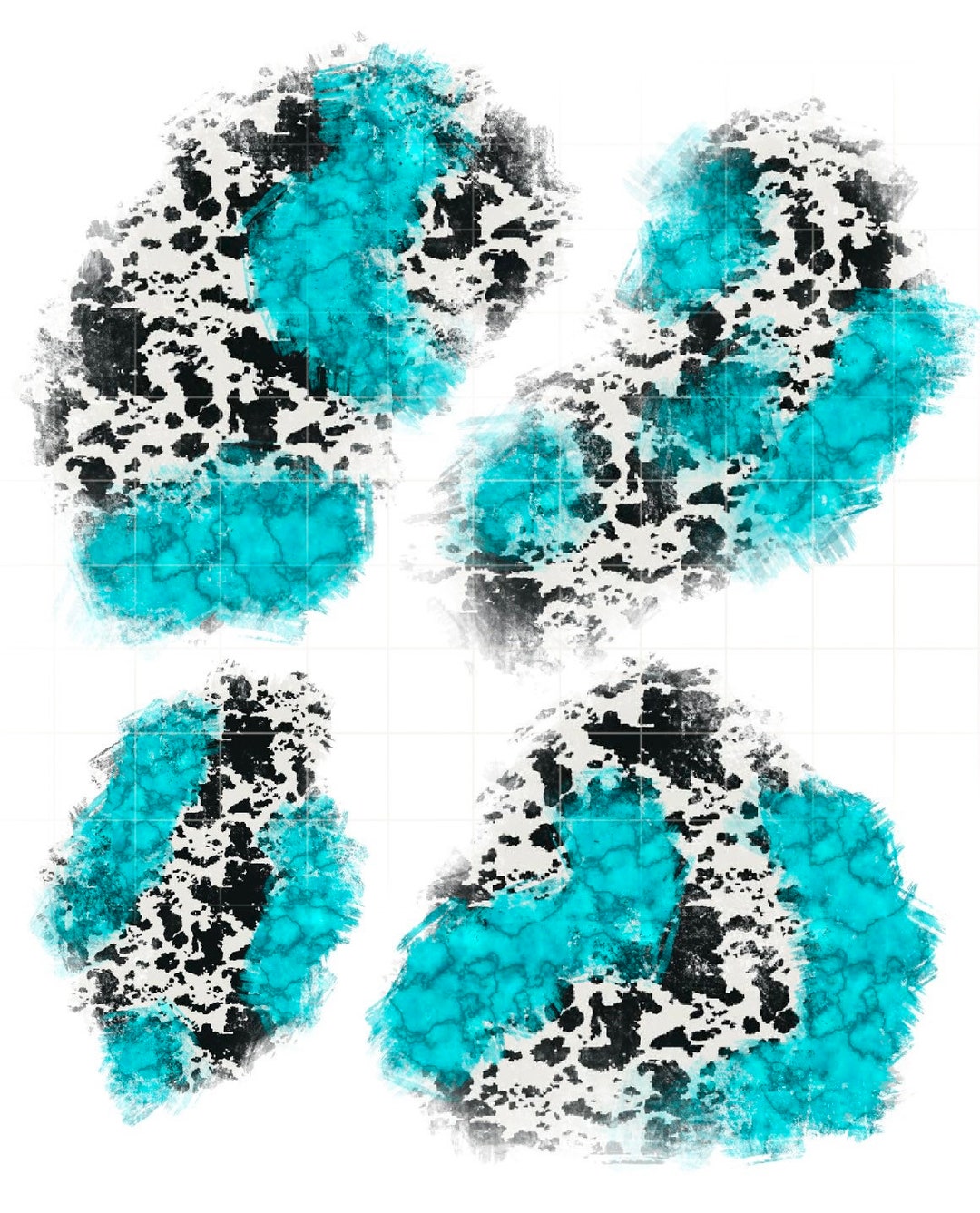 Cowhide Turquoise Pattern Patches Background Png Sublimation Design ...