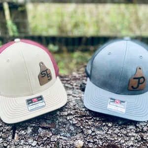 Custom Ranch Brand Leather Hats, Cattle Brand Hat Leather Patch Hat ...