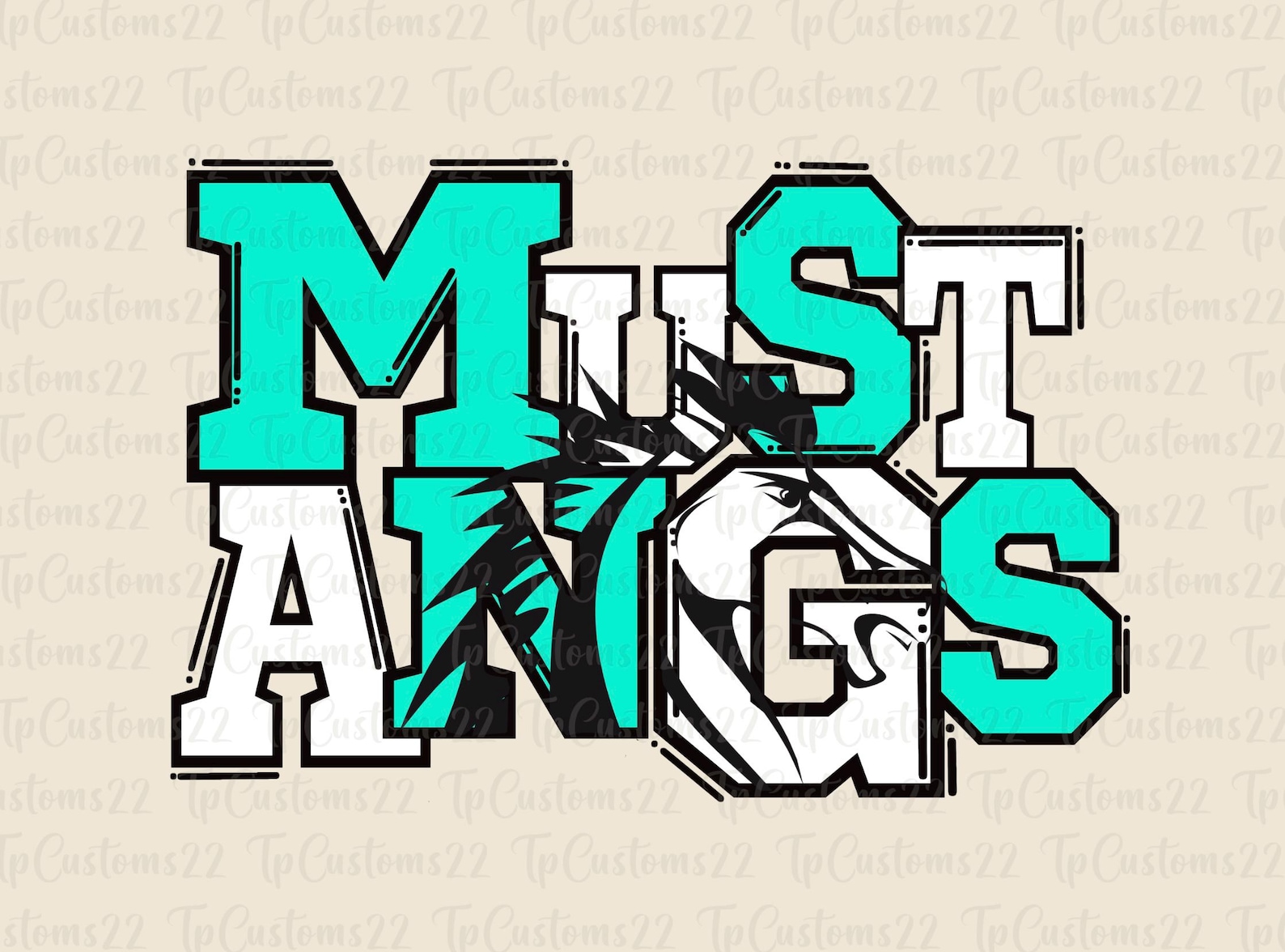 Mustangs Mint Football PNG, School Mascot Png, Mint and White Mustangs ...