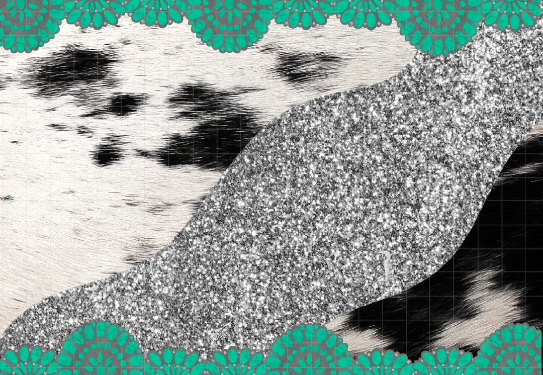 Turquoise Cowhide Glitter Background Png Sublimation Design, Western ...