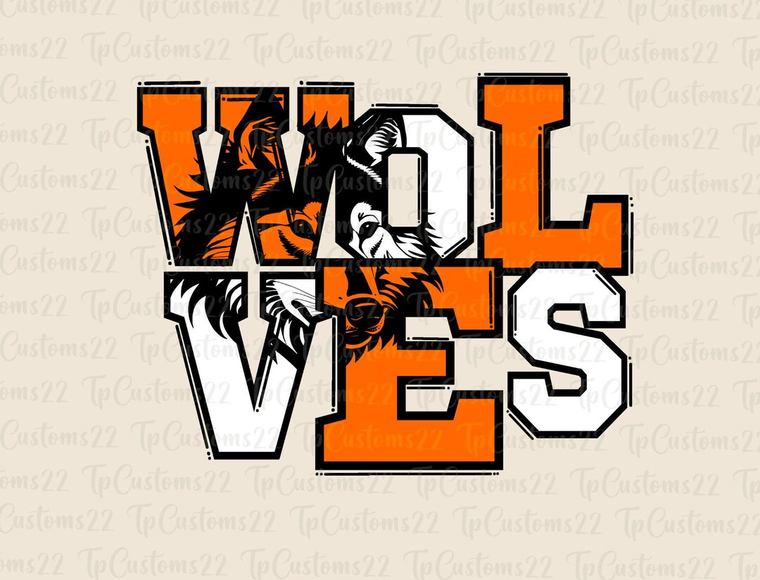 Wolves Orange Football PNG, School Mascot Png, Orange and White Wolves ...