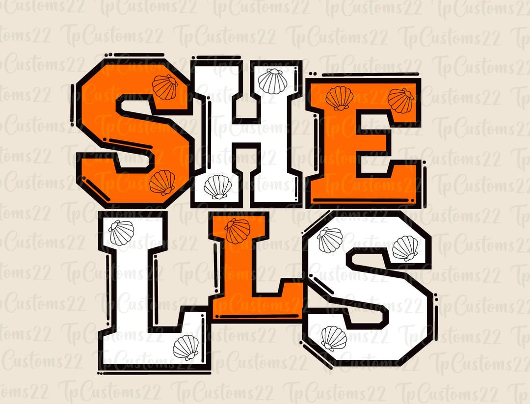 Shells Orange Football PNG, School Mascot Png, Orange and White Shells ...