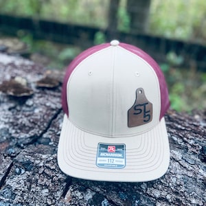 Custom Ranch Brand Leather Hats, Cattle Brand Hat Leather Patch Hat ...