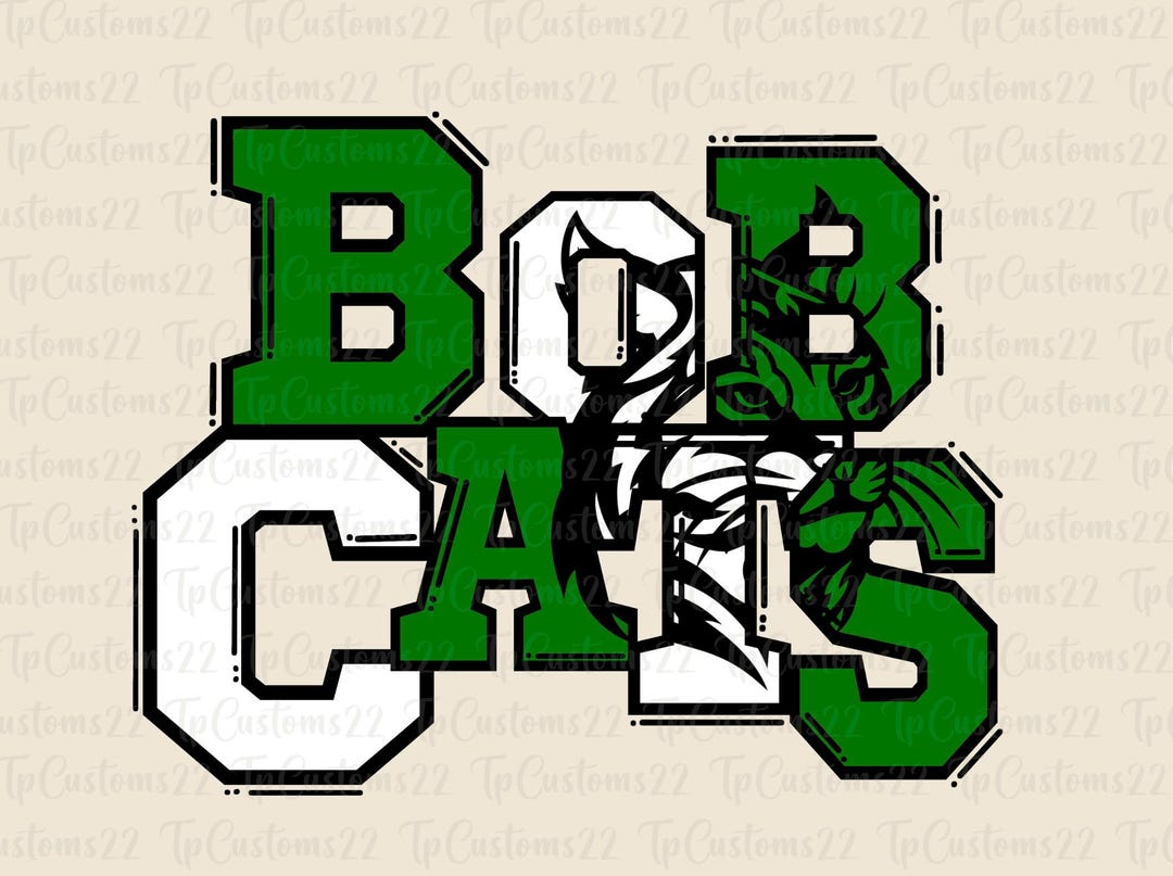 Bobcats Green Football PNG, School Mascot Png, Green and White Bobcats ...