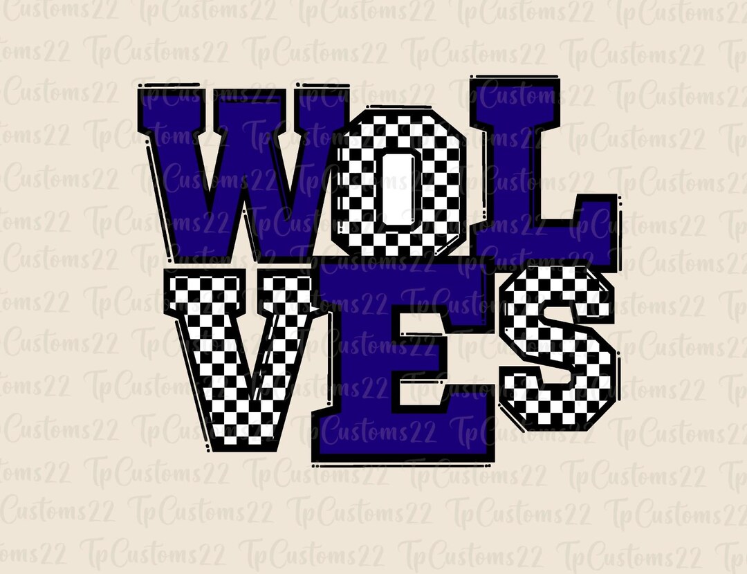 Wolves Checkered Navy Football PNG, School Mascot Png, Navy & White ...