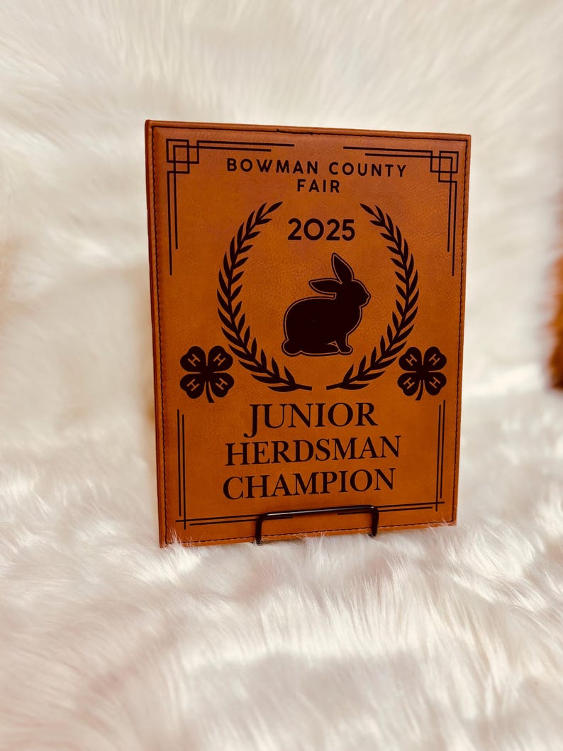 Livestock Show Award Plaque, Engraved Leather Award, Livestock Award ...