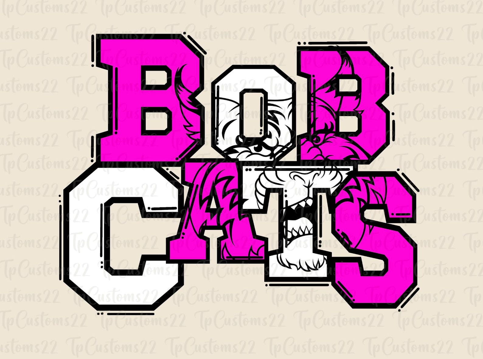 Bobcats Pink Football PNG, School Mascot Png, Pink and White Bobcats ...