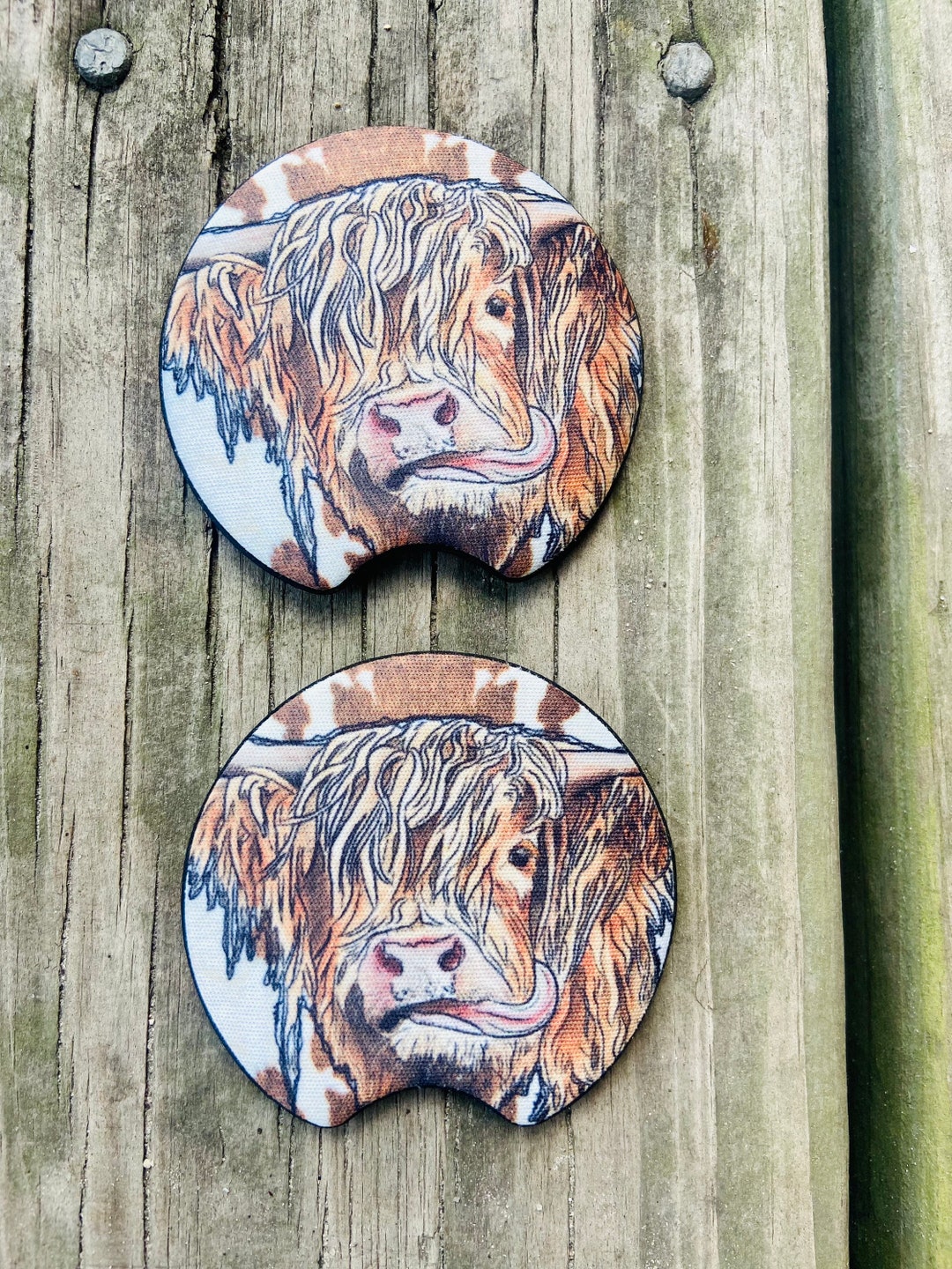 Highland Cow Car Coasters, Set of TWO Car Coasters. Cow, Car ...
