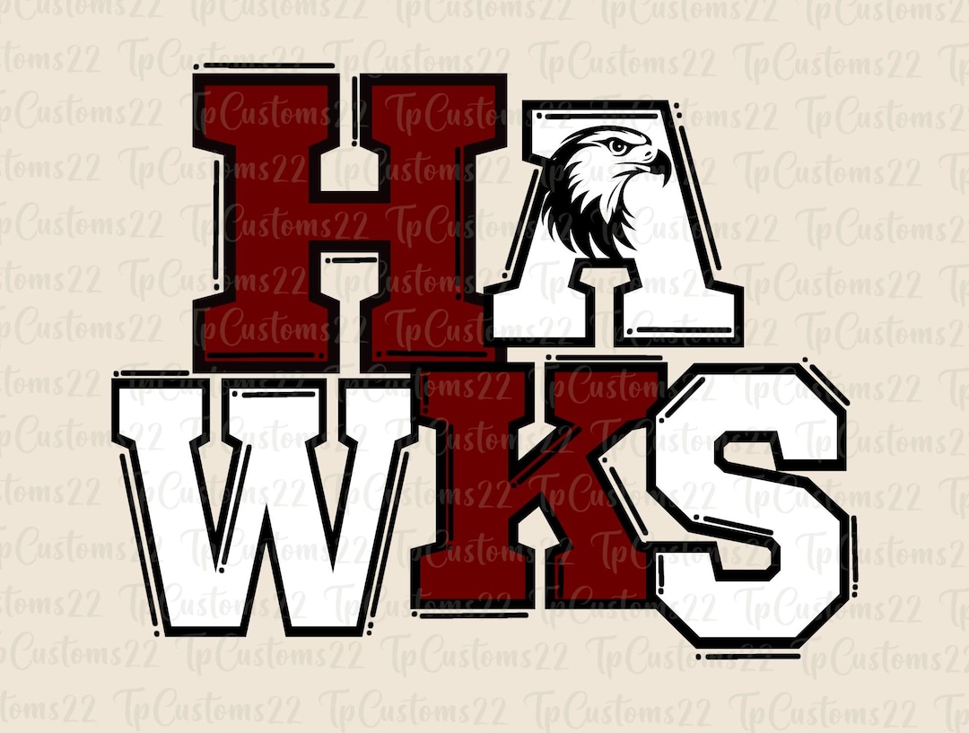 Hawks Maroon Football PNG, School Mascot Png, Maroon and White Hawks ...