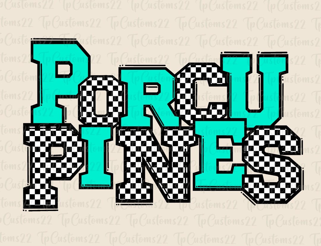 Porcupines Checkered Mint Football PNG, School Mascot Png, Mint & White ...