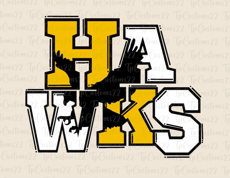 Hawks Yellow Football PNG, School Mascot Png, Yellow and White Hawks ...