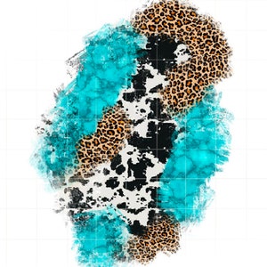 Cowhide Turquoise Leopard Patches Background Png Sublimation Design ...