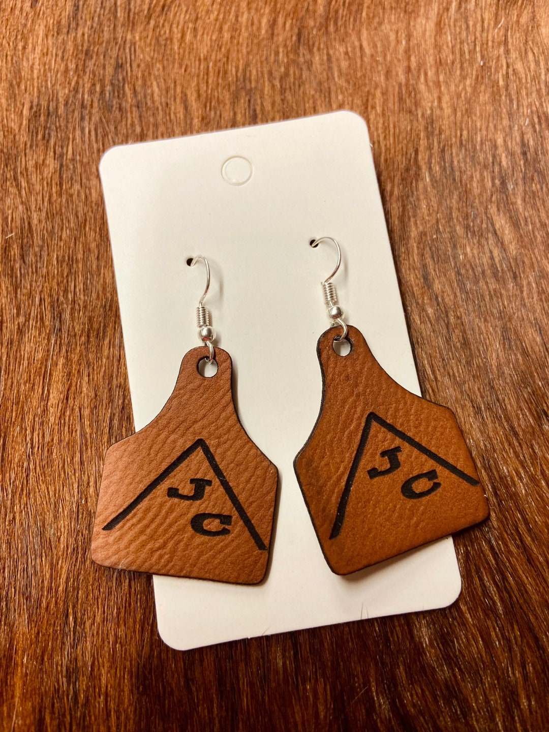 YOUR BRAND, Custom Brand Ear Tag Earrings, Branded Leather Earrings ...