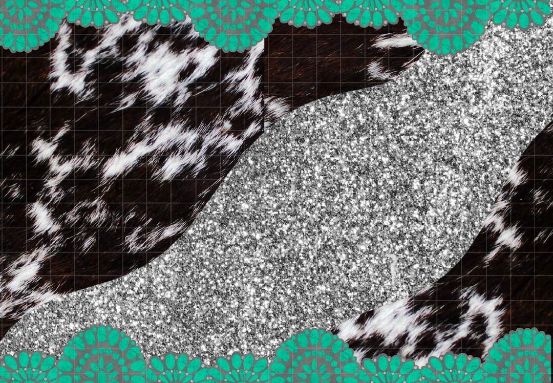 Turquoise Cowhide Glitter Background Png Sublimation Design, Western ...