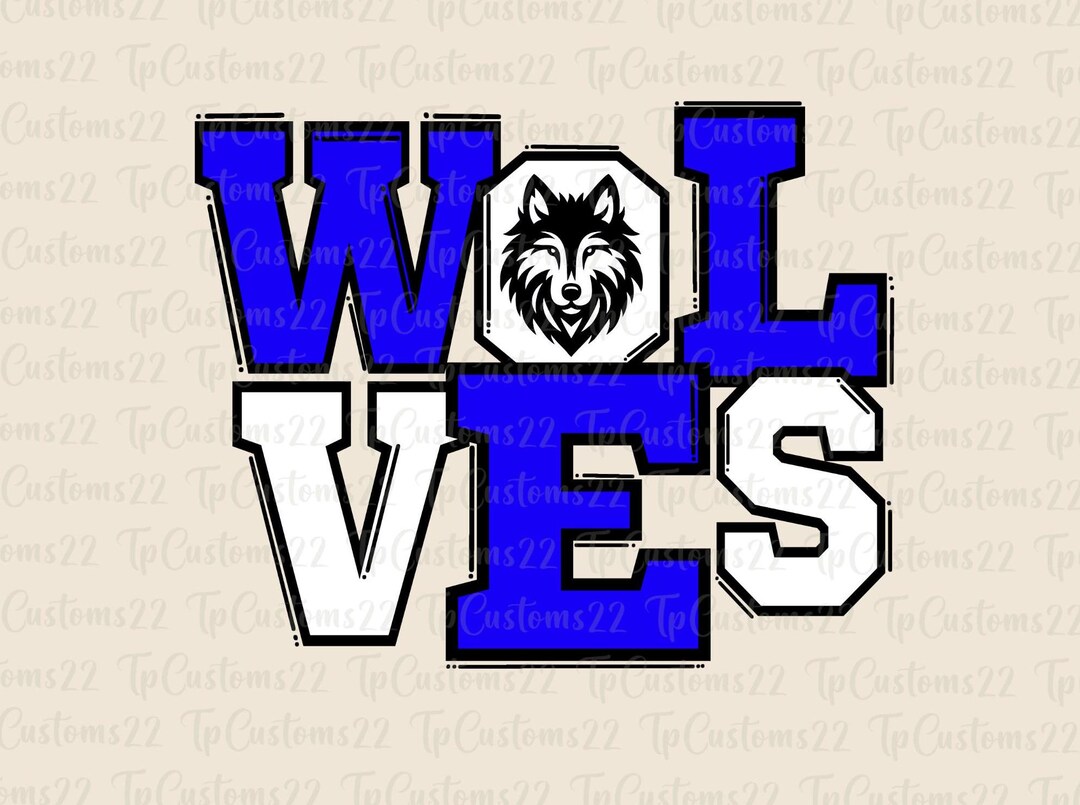 Wolves Blue Football PNG, School Mascot Png, Blue and White Wolves ...