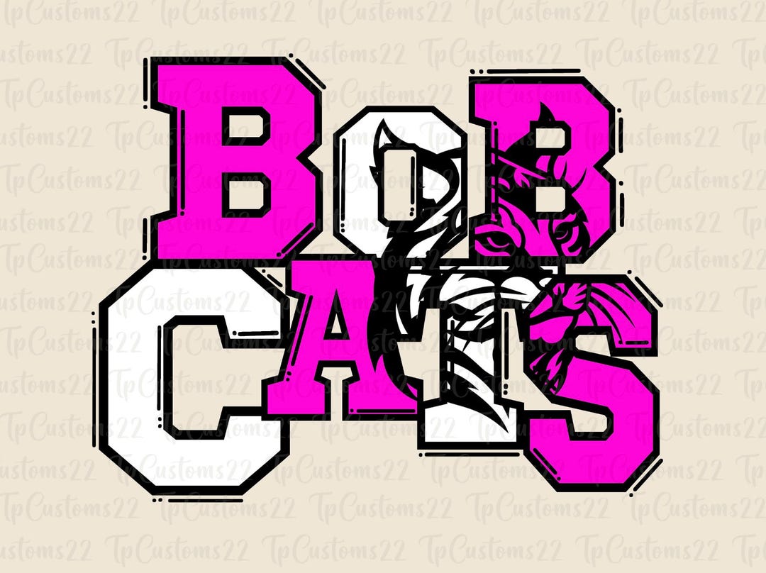 Bobcats Pink Football PNG, School Mascot Png, Pink and White Bobcats ...