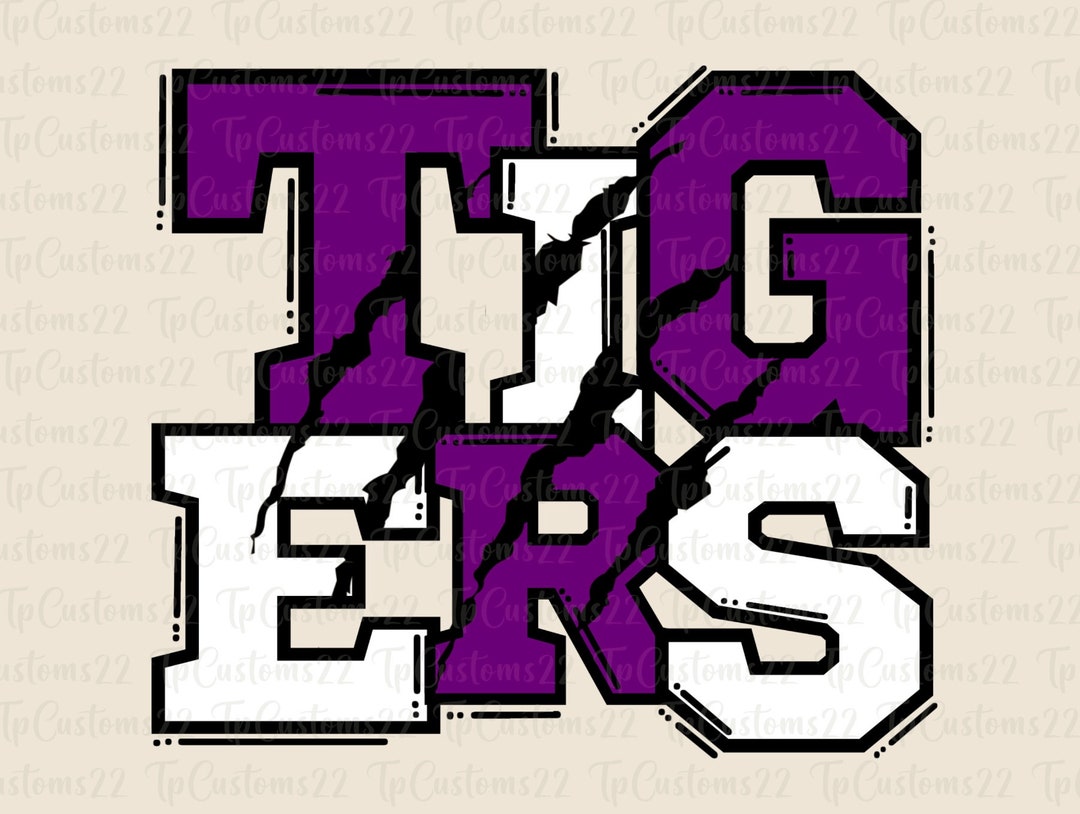 Tigers Purple Football PNG, School Mascot Png, Purple and White Tigers ...