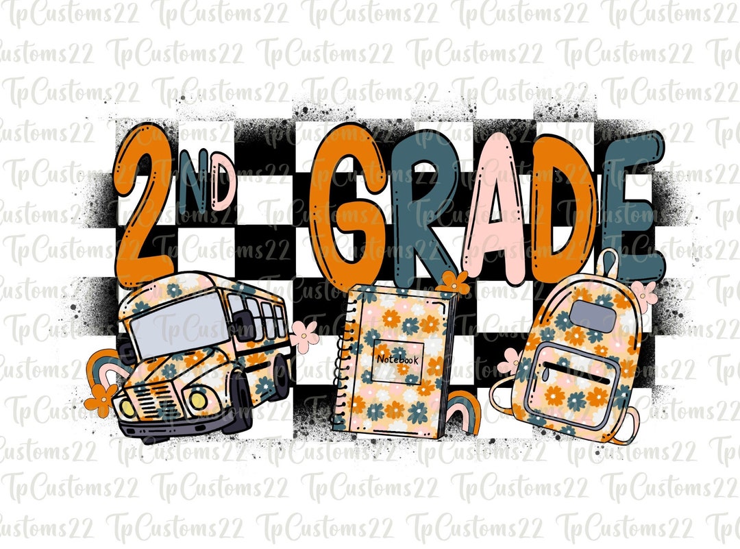 Retro Checkered 2nd Grade PNG, Sublimation Design, Second Grade Png ...