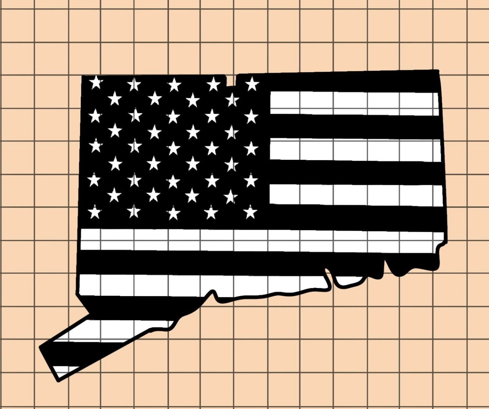 Connecticut American Flag Silhouette Shape Svg, Connecticut State PNG ...