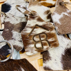 Custom Ranch Brand Cowhide Keychain, Add Your Brand, Cattle Brand ...