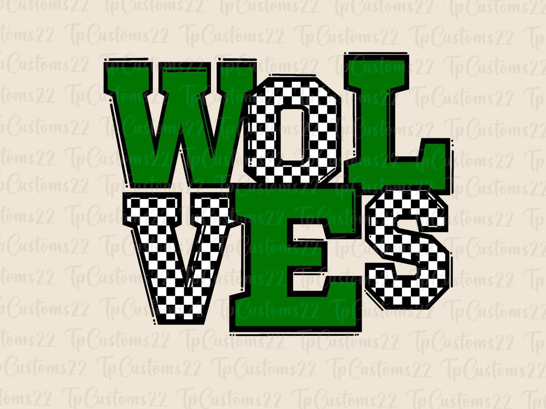 Wolves Checkered Green Football PNG, School Mascot Png, Green & White ...
